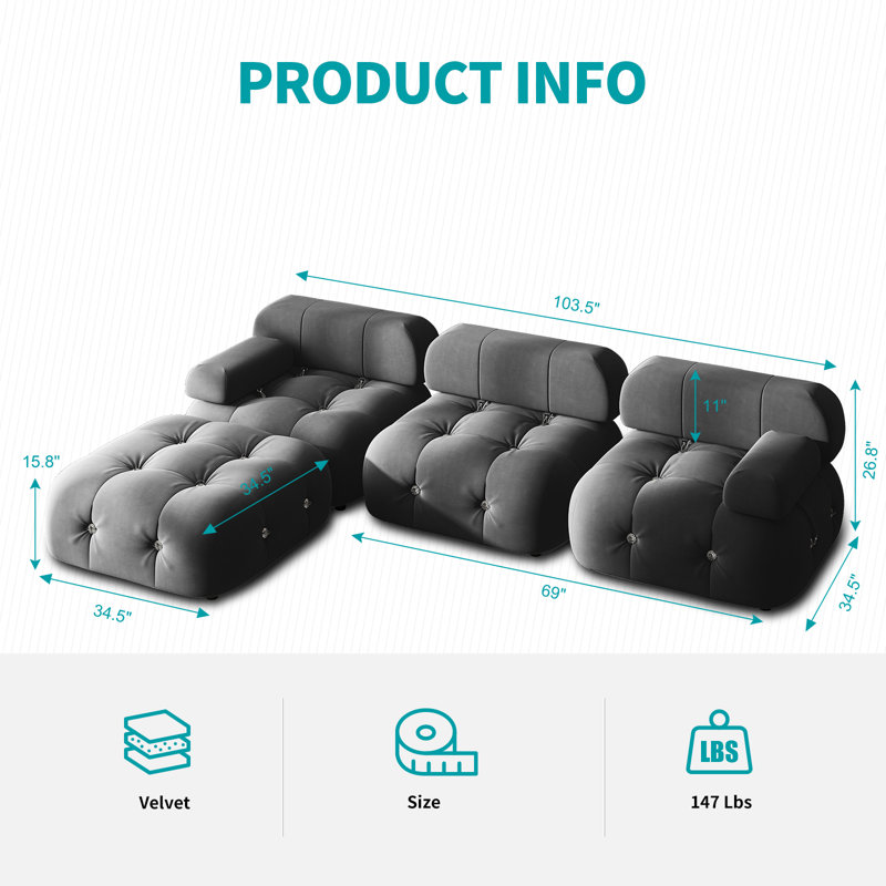 Ivy bronx epperson reversible modular sectional fabric store